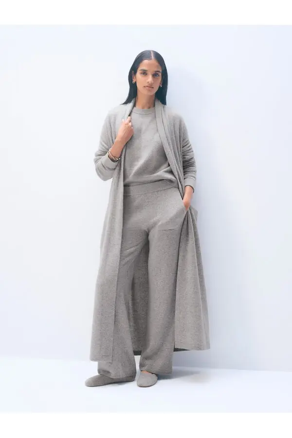 WHITE & WARREN Cashmere Robe | Heather - Grey