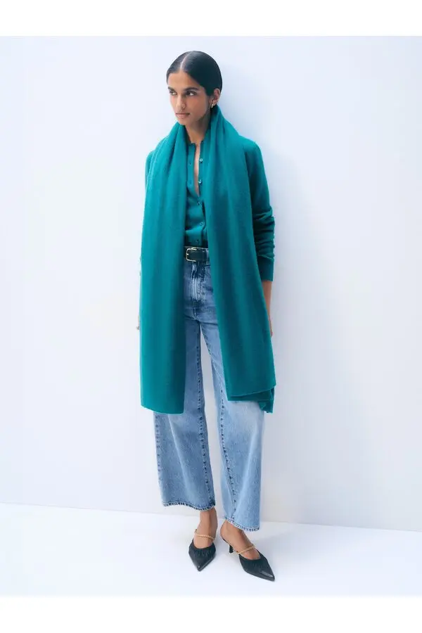 WHITE & WARREN Cashmere Travel Wrap - Teal