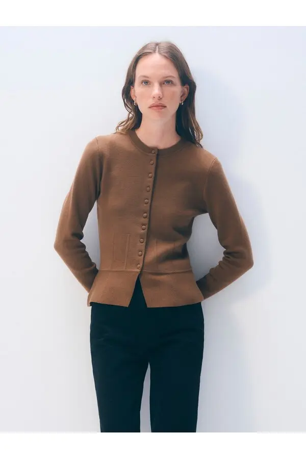 WHITE & WARREN Superfine Merino Waisted Cardigan