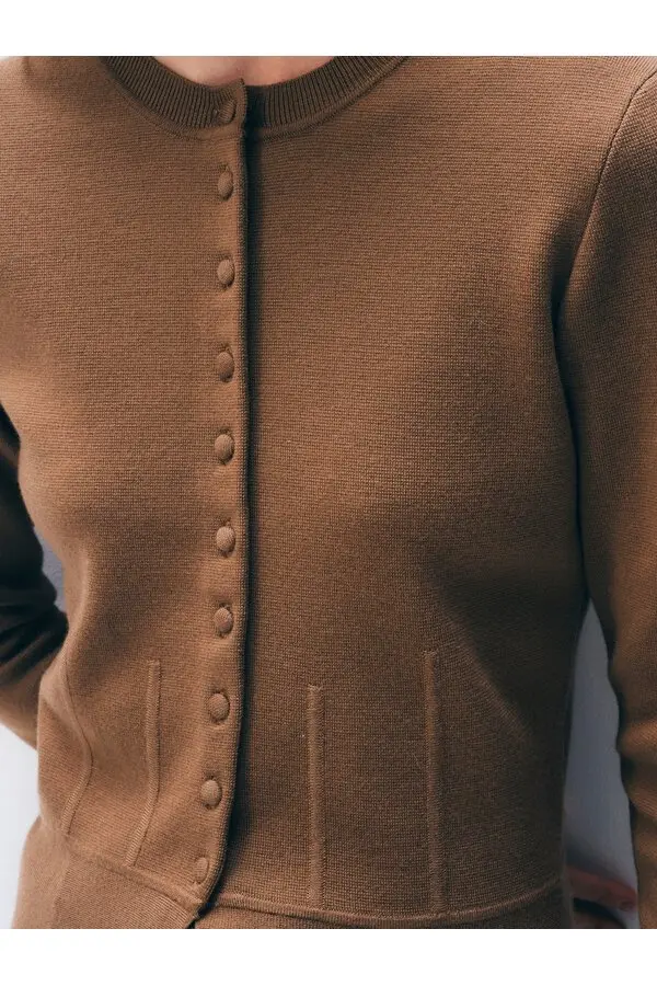 WHITE & WARREN Superfine Merino Waisted Cardigan
