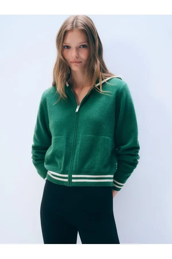 WHITE & WARREN Cashmere-blend Varsity Hoodie