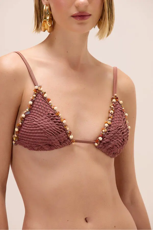 PatBO Lyra Mesh Bikini Top - Natural