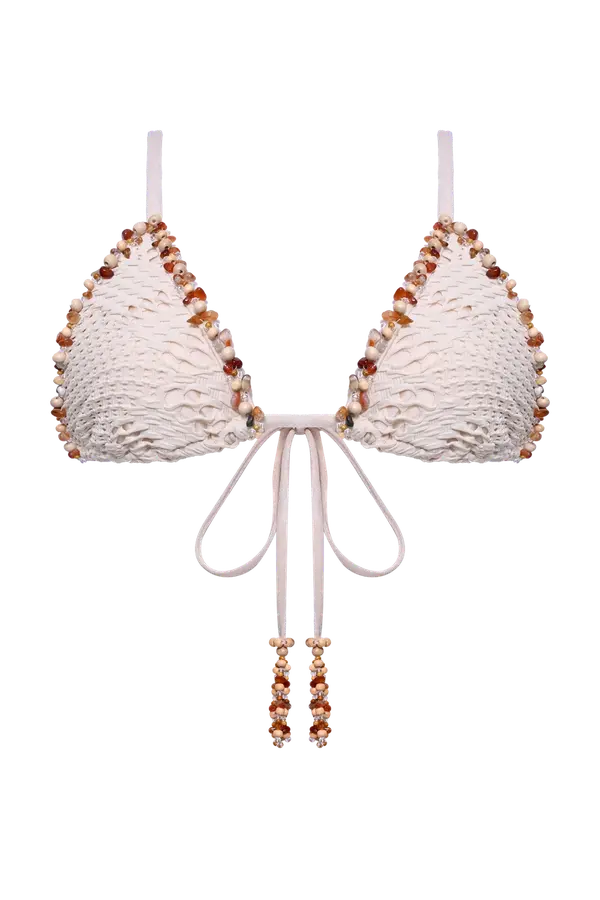 PatBO Lyra Mesh Bikini Top - Natural