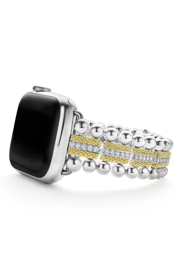 Lagos Smart Caviar Diamond Beaded Watch Bracelet - Gold