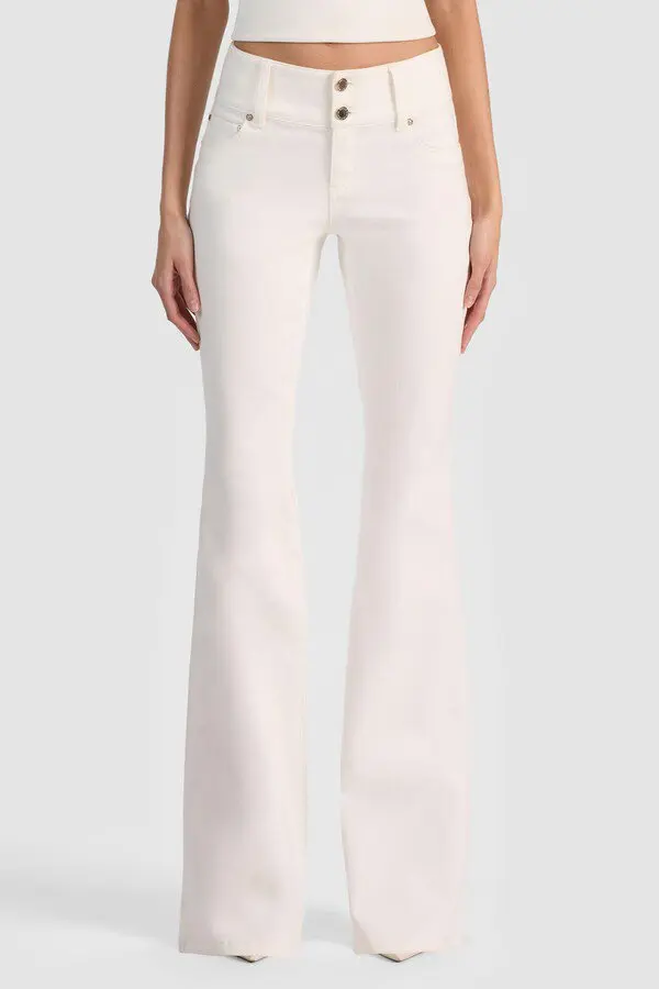 Alice + Olivia Kai Low Rise Bootcut Jeans - White