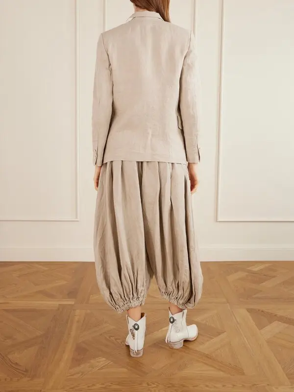 Comme Des Garçons Crochet-trimmed Herringbone Linen Blazer - Neutrals