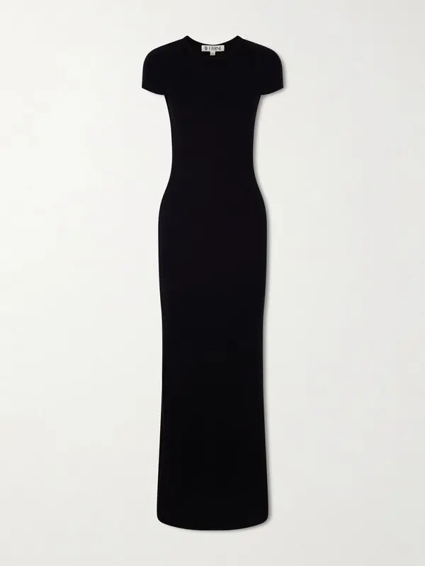 Eterne Ribbed Jersey Maxi Dress - Black