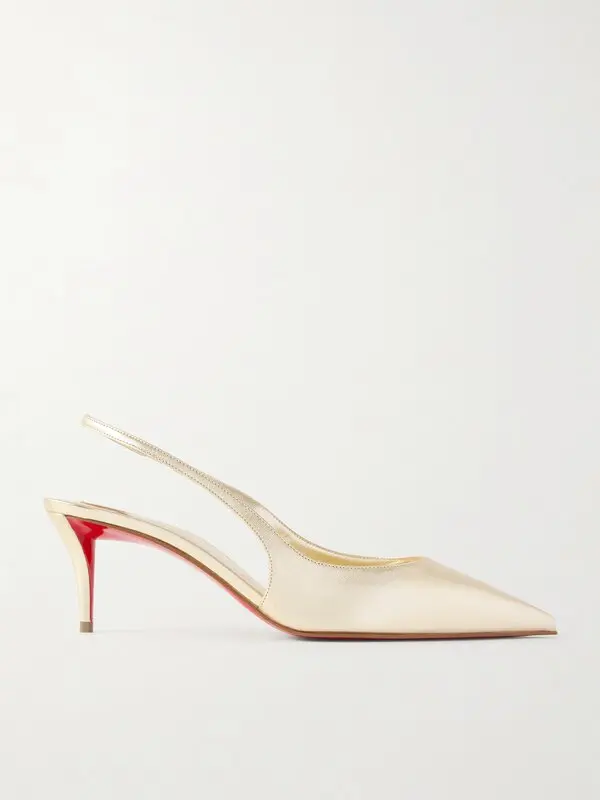 CHRISTIAN LOUBOUTIN Miss Z Metallic Leather Slingback Pumps - Gold