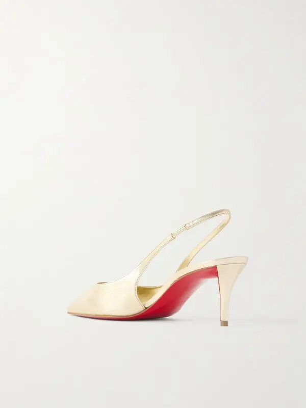 CHRISTIAN LOUBOUTIN Miss Z Metallic Leather Slingback Pumps - Gold