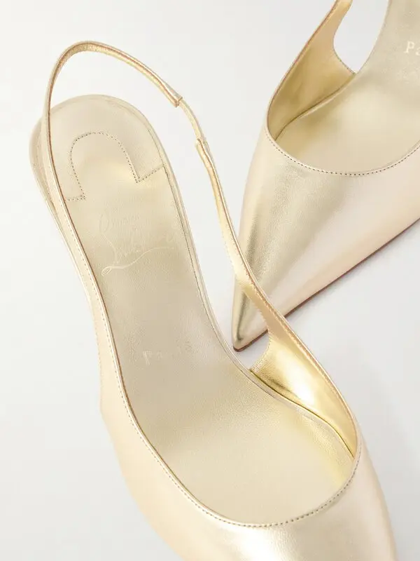 CHRISTIAN LOUBOUTIN Miss Z Metallic Leather Slingback Pumps - Gold