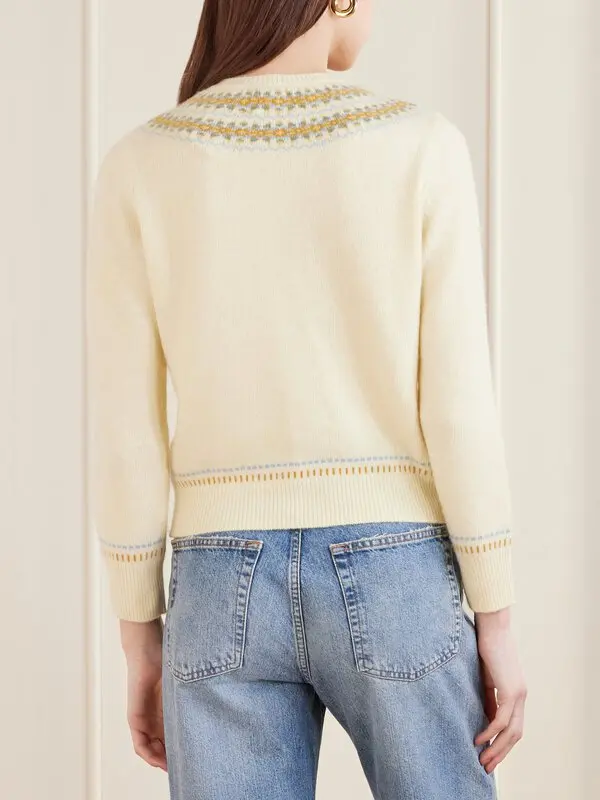 DÔEN Olympe Jacquard-knit Wool-blend Cardigan - Yellow