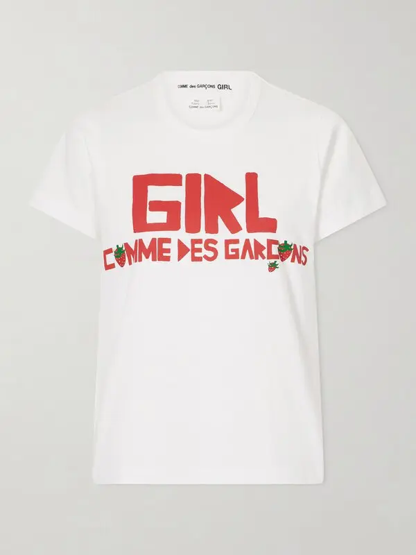 Comme Des Garçons Printed Cotton-jersey T-shirt - White