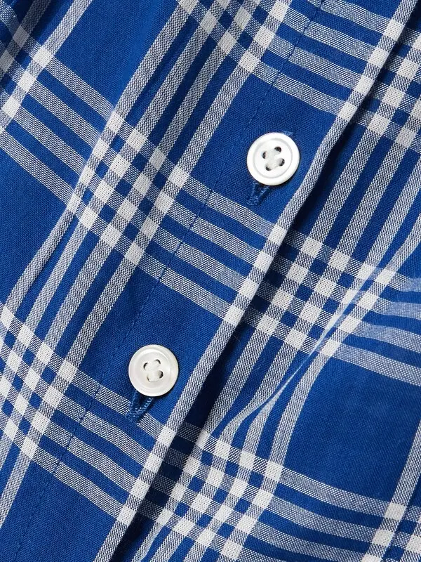 DÔEN Valenne Tiered Checked Organic Cotton Midi Dress - Blue