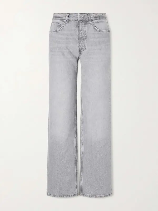 ANINE BING Hugh Mid-rise Wide-leg Jeans - Gray