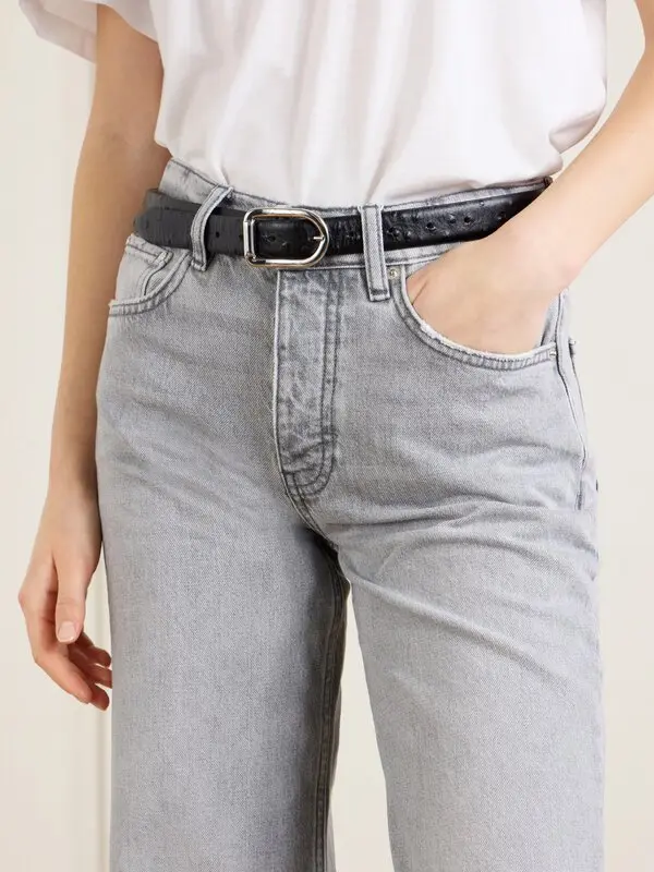 ANINE BING Hugh Mid-rise Wide-leg Jeans - Gray
