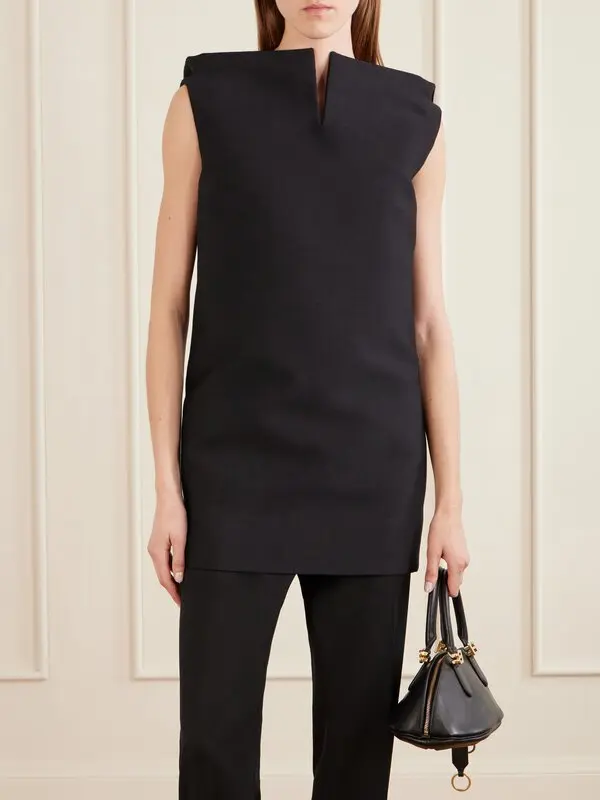 Balenciaga Draped Scuba Mini Dress - Black