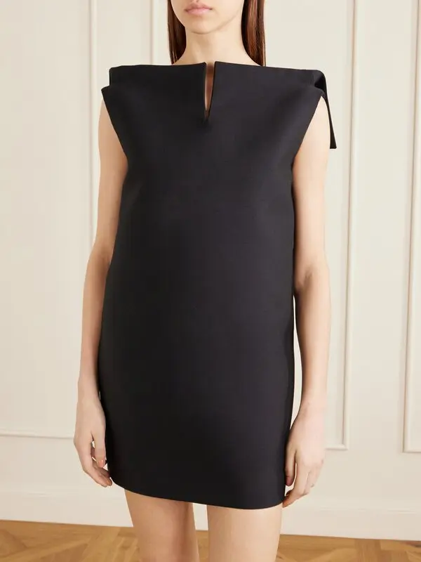 Balenciaga Draped Scuba Mini Dress - Black