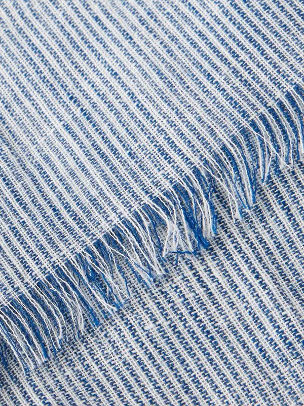 Brunello Cucinelli Fringed Linen Scarf - Blue