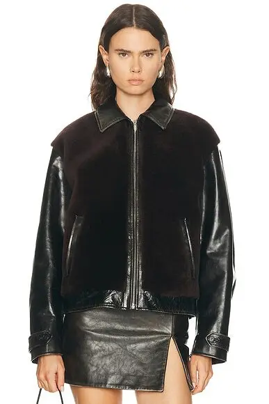 Miu Miu Vitello Leather Jacket - Nero