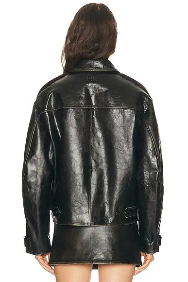 Miu Miu Vitello Leather Jacket - Nero