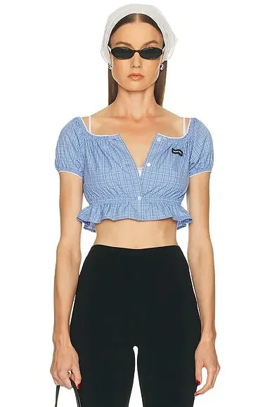 Miu Miu Cropped Check Blouse