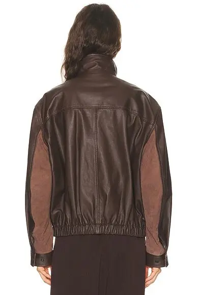 LEMAIRE Soft Leather Blouson Jacket - Chocolate