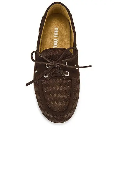 Miu Miu Woven Leather Moccasins