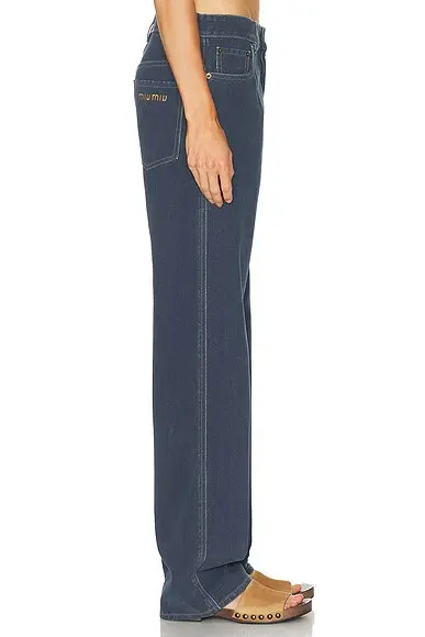 Miu Miu Wide Leg Denim Jeans - Bleu