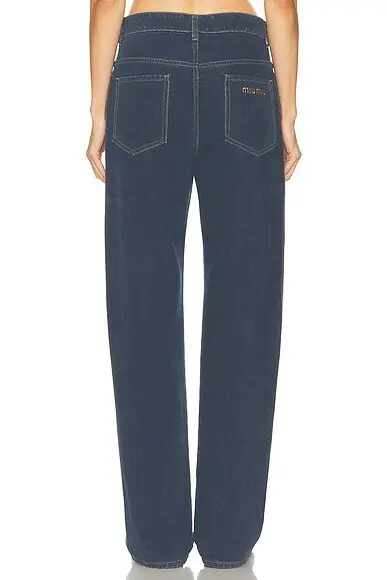 Miu Miu Wide Leg Denim Jeans - Bleu