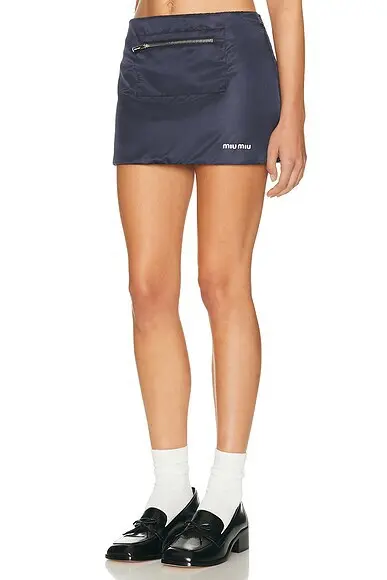 Miu Miu Nylon Gazare Pile Skirt