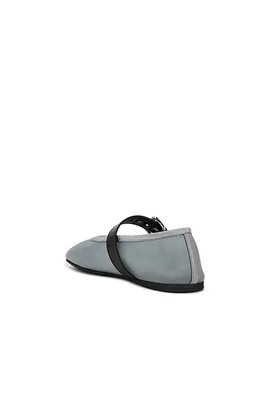 Miu Miu Ballerina Flat With Buckle Strap - Alluminio