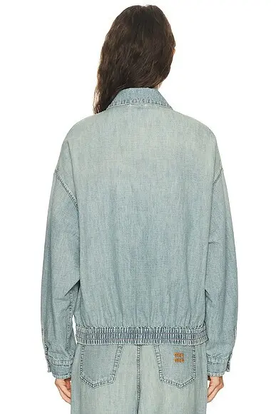 Miu Miu Chambray Zip-up Jacket - Celeste