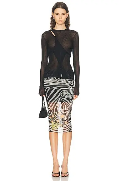 Blumarine Long Sleeve Top With Back Tie Closure