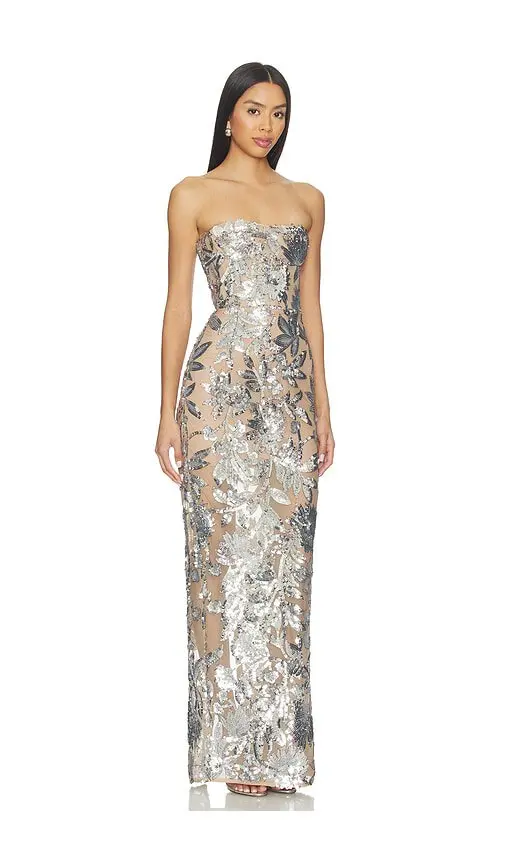 BRONX BANCO Dahlia Strapless Sequin Maxi Dress