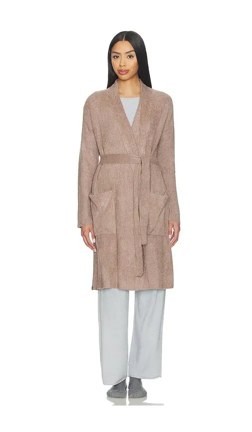 Barefoot Dreams Cozychic Ribbed Robe In Mauve - Sable