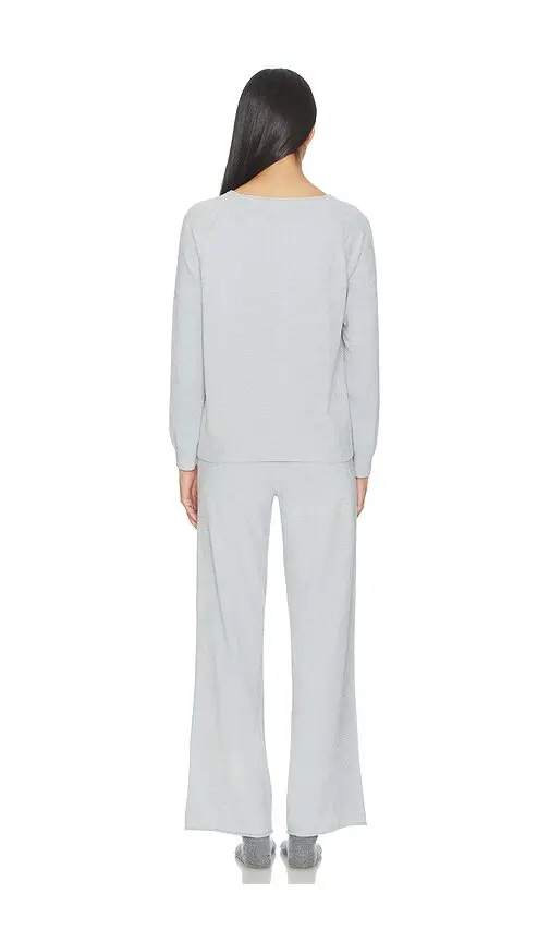 Barefoot Dreams Cozychic Jersey Pullover And Wide Leg Pant Set - Frost