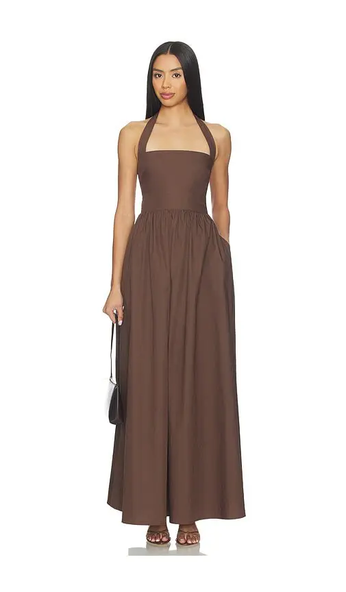 Susana Monaco Poplin Tie Halter Dress - Brown