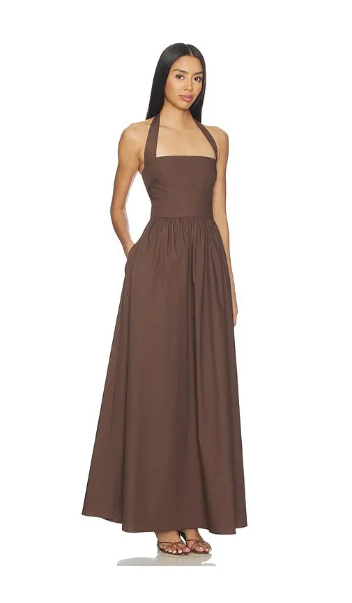 Susana Monaco Poplin Tie Halter Dress - Brown