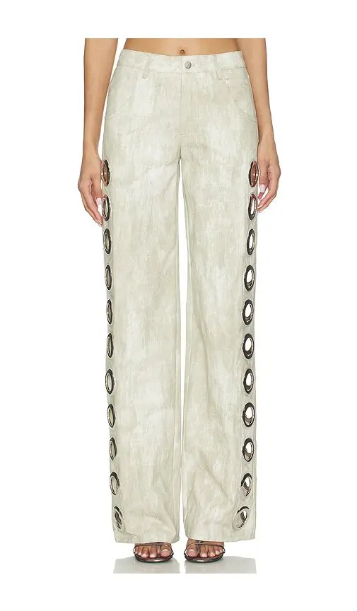 BY.DYLN Archer Grommet Detail Jeans - Moss
