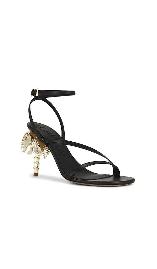DUHA Palmira Stiletto Sandal With Gold Tone Palm Tree Heel
