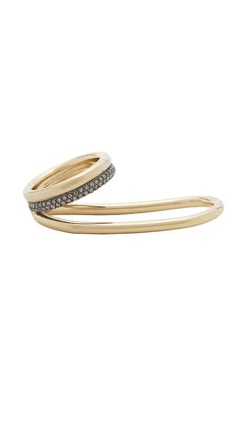 Demarson Farah Hand Ring - Gold  Gunmetal  & Crystal