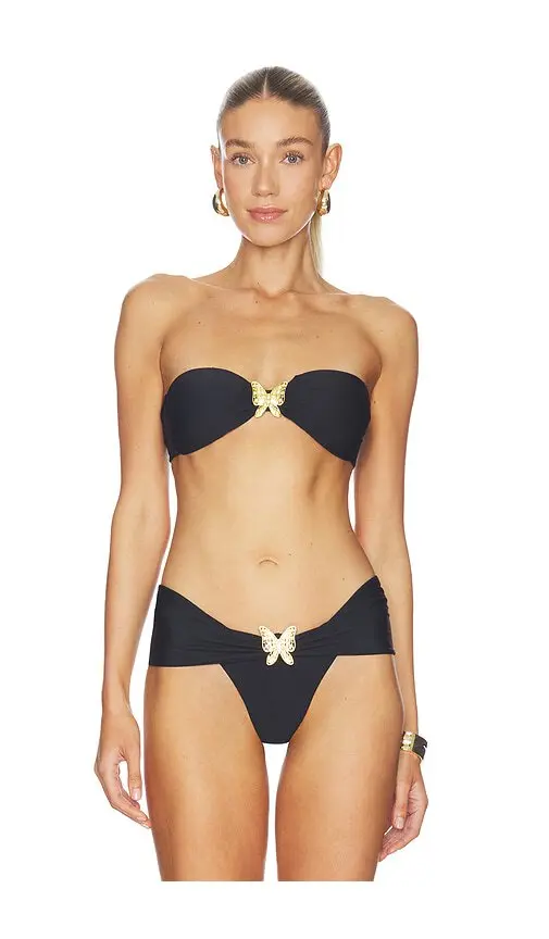 Luli Fama Bandeau Bikini Top - Black