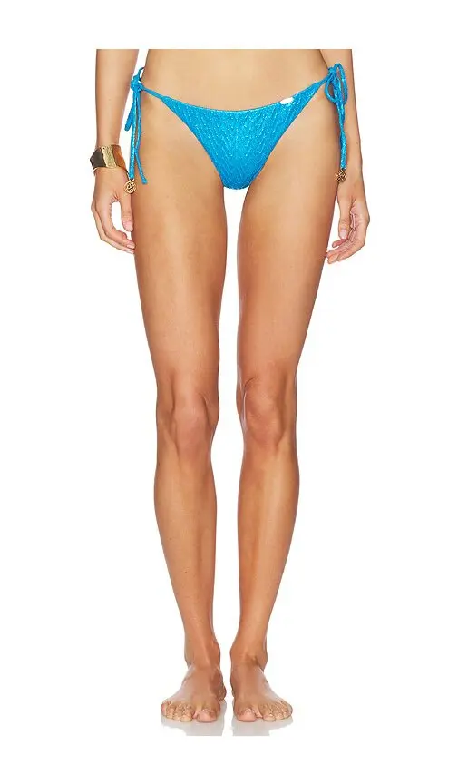 Luli Fama Seamless Ruched Back Brazilian Tie Bikini Bottom - Blue