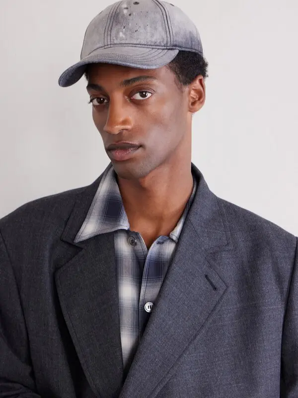 Our Legacy Distressed Denim Baseball Cap - Gray