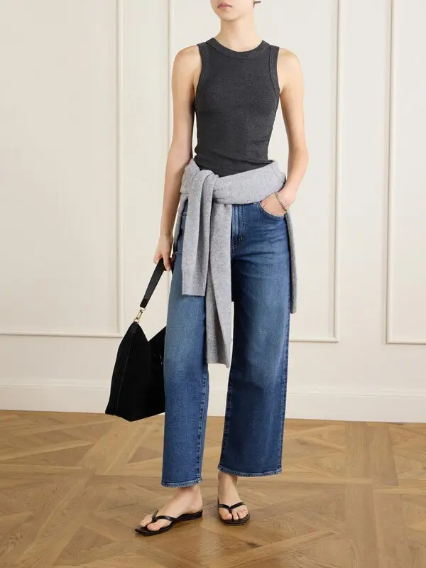 AGOLDE Leigh Ribbed Tank Top - Gray