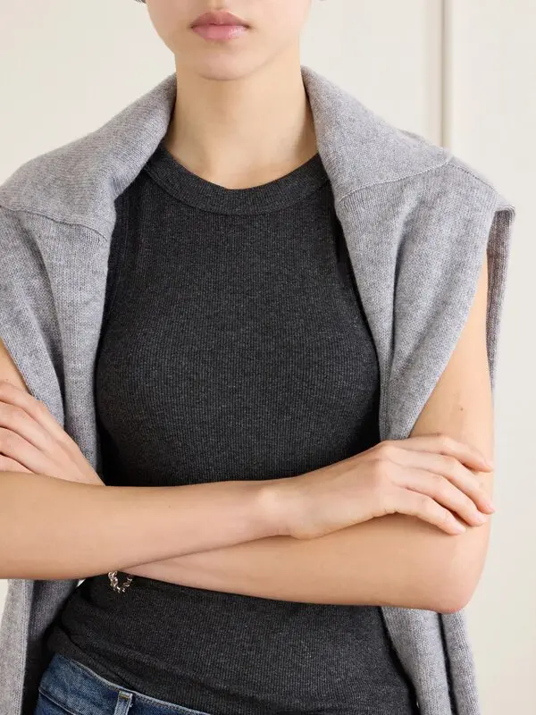 AGOLDE Leigh Ribbed Tank Top - Gray