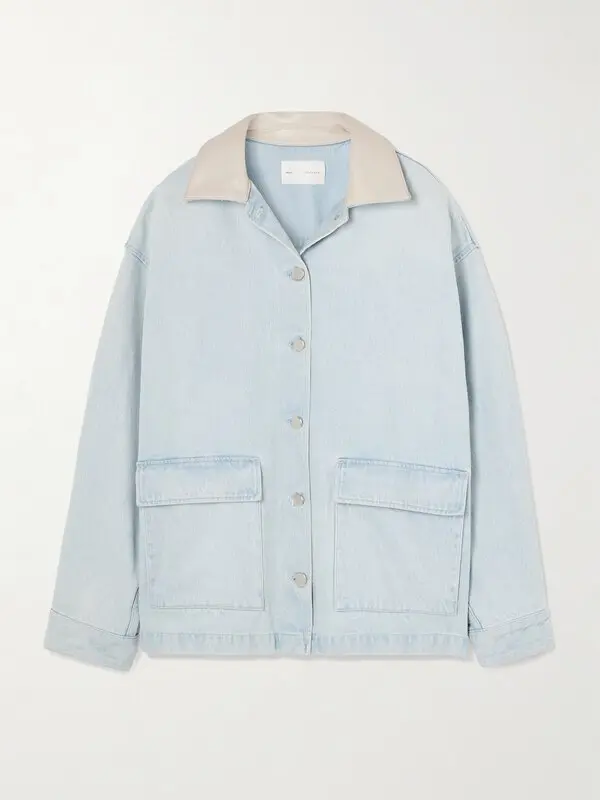 AGOLDE Maria Mcmanus Oversized Leather-trimmed Denim Jacket - Blue