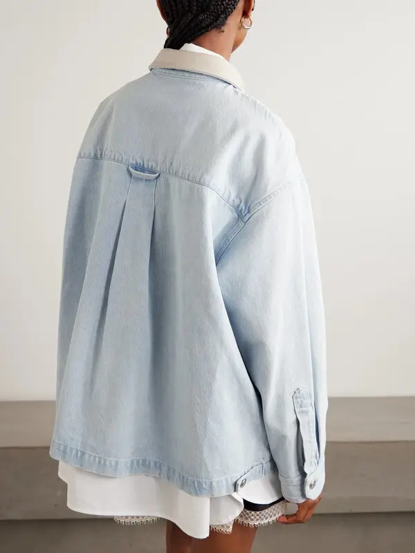 AGOLDE Maria Mcmanus Oversized Leather-trimmed Denim Jacket - Blue