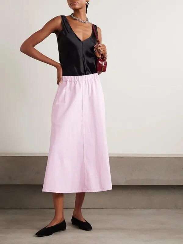 AGOLDE Maria Mcmanus Organic Denim Midi Skirt - Pink