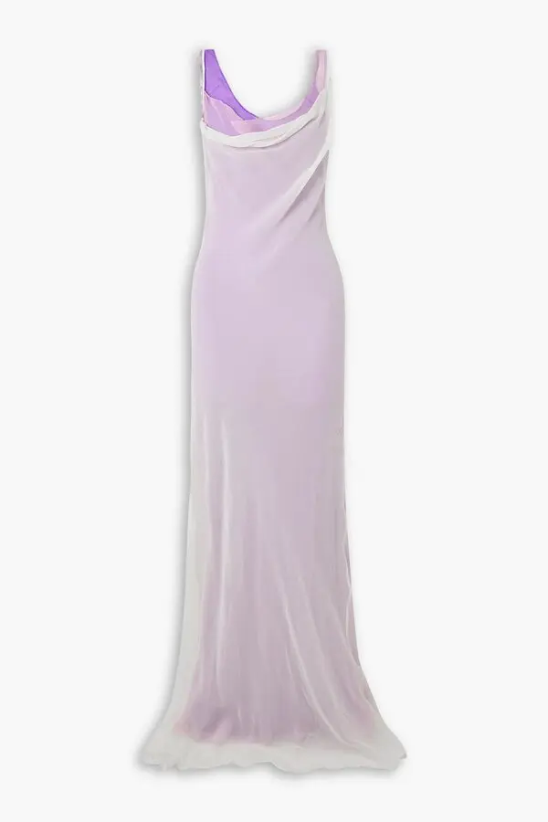 Christopher Esber Cowl Layered Draped Silk-georgette Maxi Dress